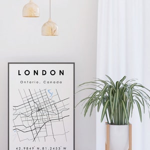 London ON Map | London Ontario Digital Map | Minimalistic Digital Map ...