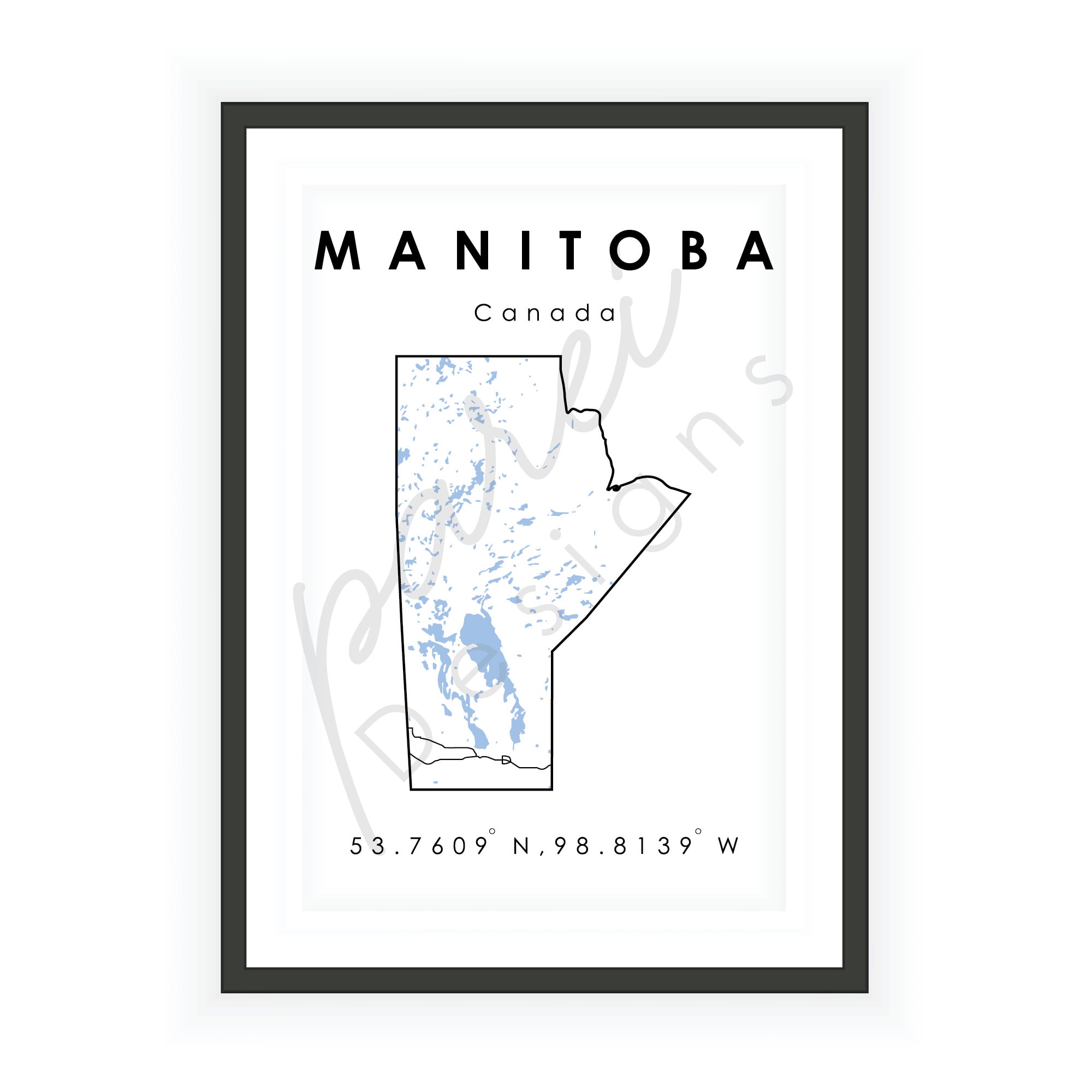 Manitoba Map | Manitoba Digital Map | Minimalistic Digital Map ...