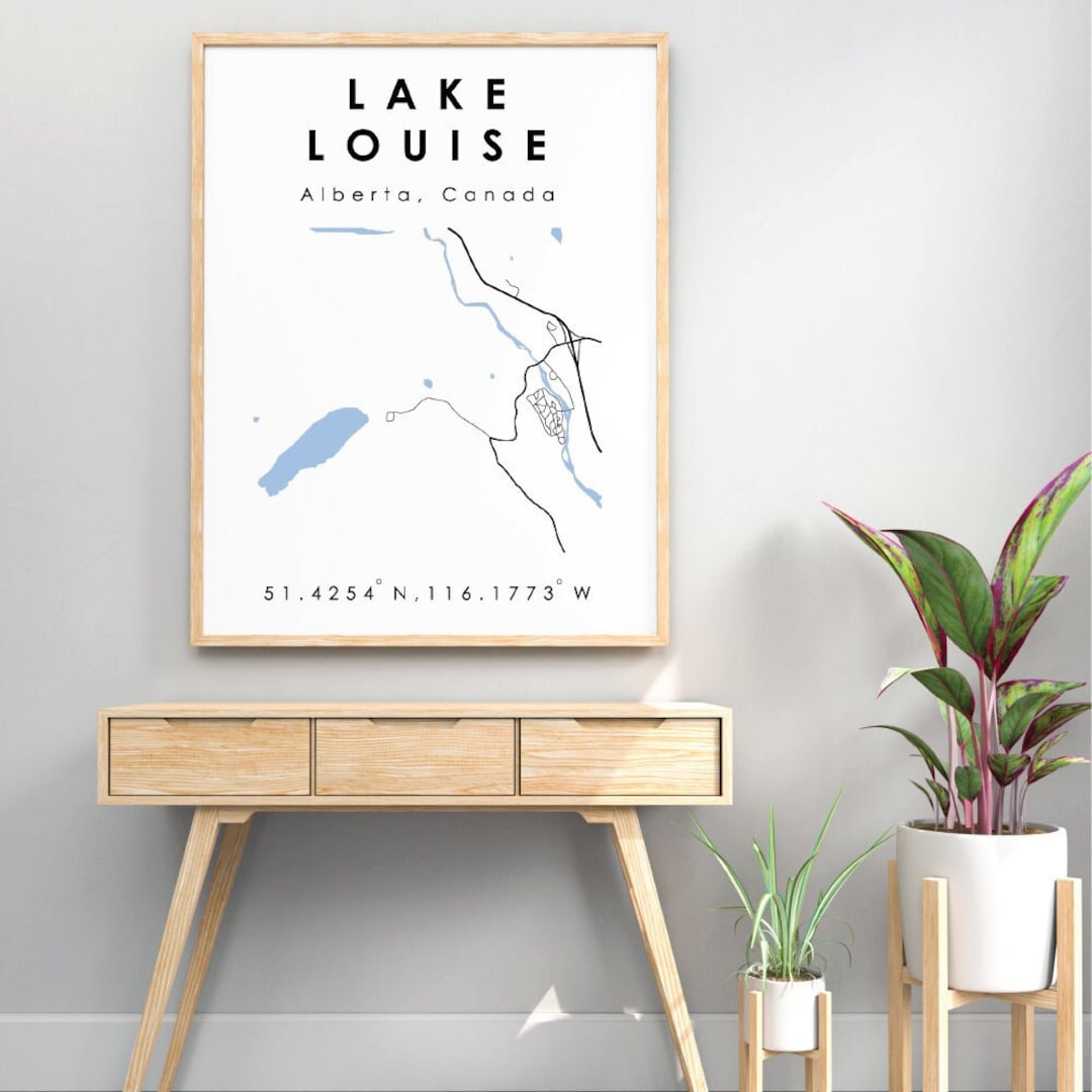 Lake Louise Map | Lake Louise Digital Map | Minimalistic Digital Map ...