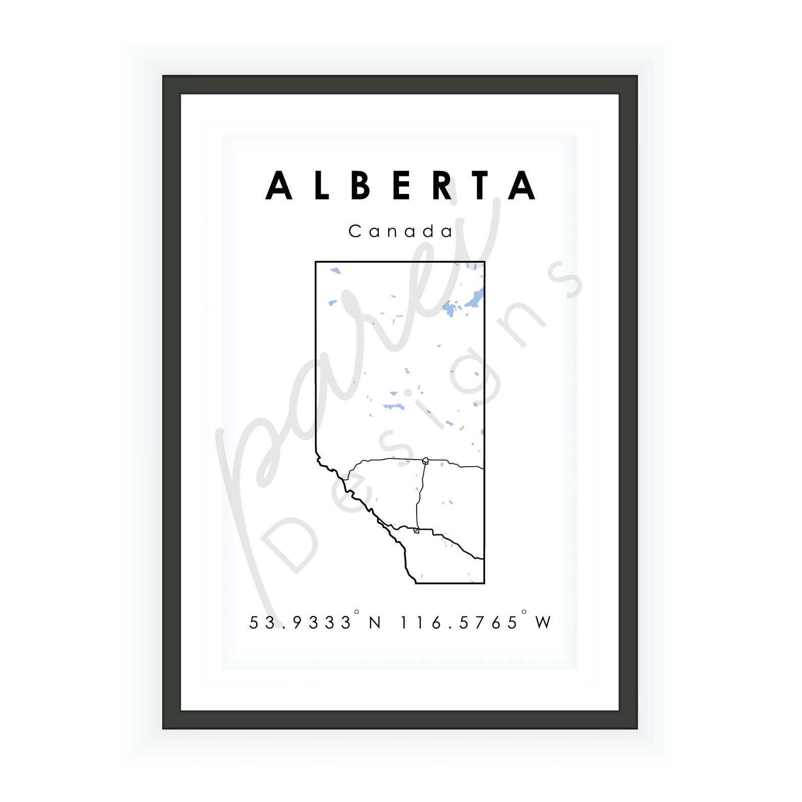 Alberta Map | Alberta Digital Map | Minimalistic Digital Map ...
