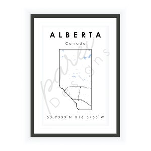 Alberta Map | Alberta Digital Map | Minimalistic Digital Map ...
