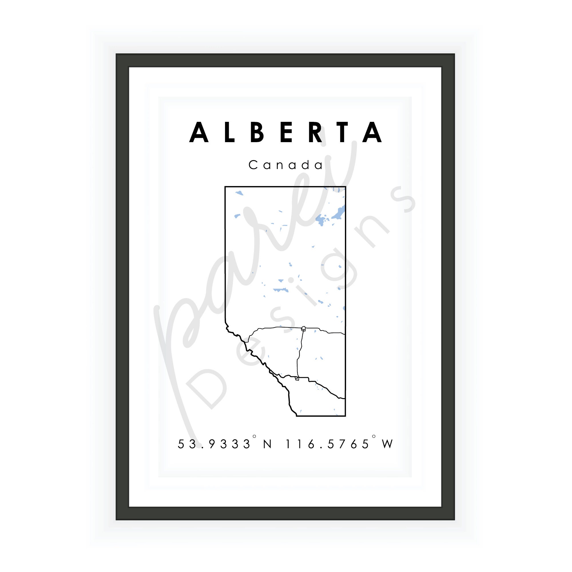 Alberta Map | Alberta Digital Map | Minimalistic Digital Map ...