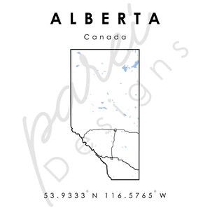 Alberta Map | Alberta Digital Map | Minimalistic Digital Map ...