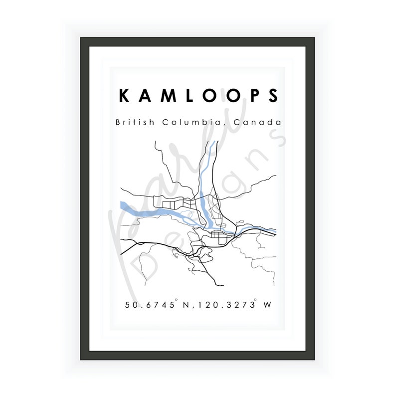 Kamloops BC Map Print | Minimalist British Columbia Art (digital ...