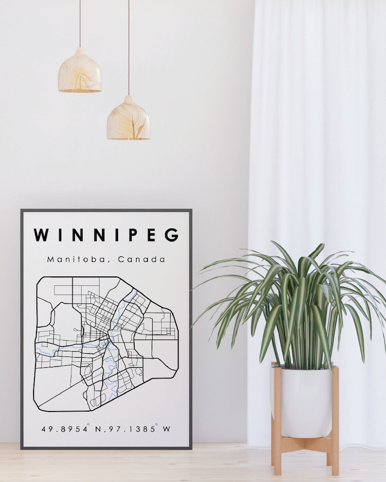 Winnipeg MB Map | Winnipeg Manitoba Digital Map | Minimalistic Digital ...