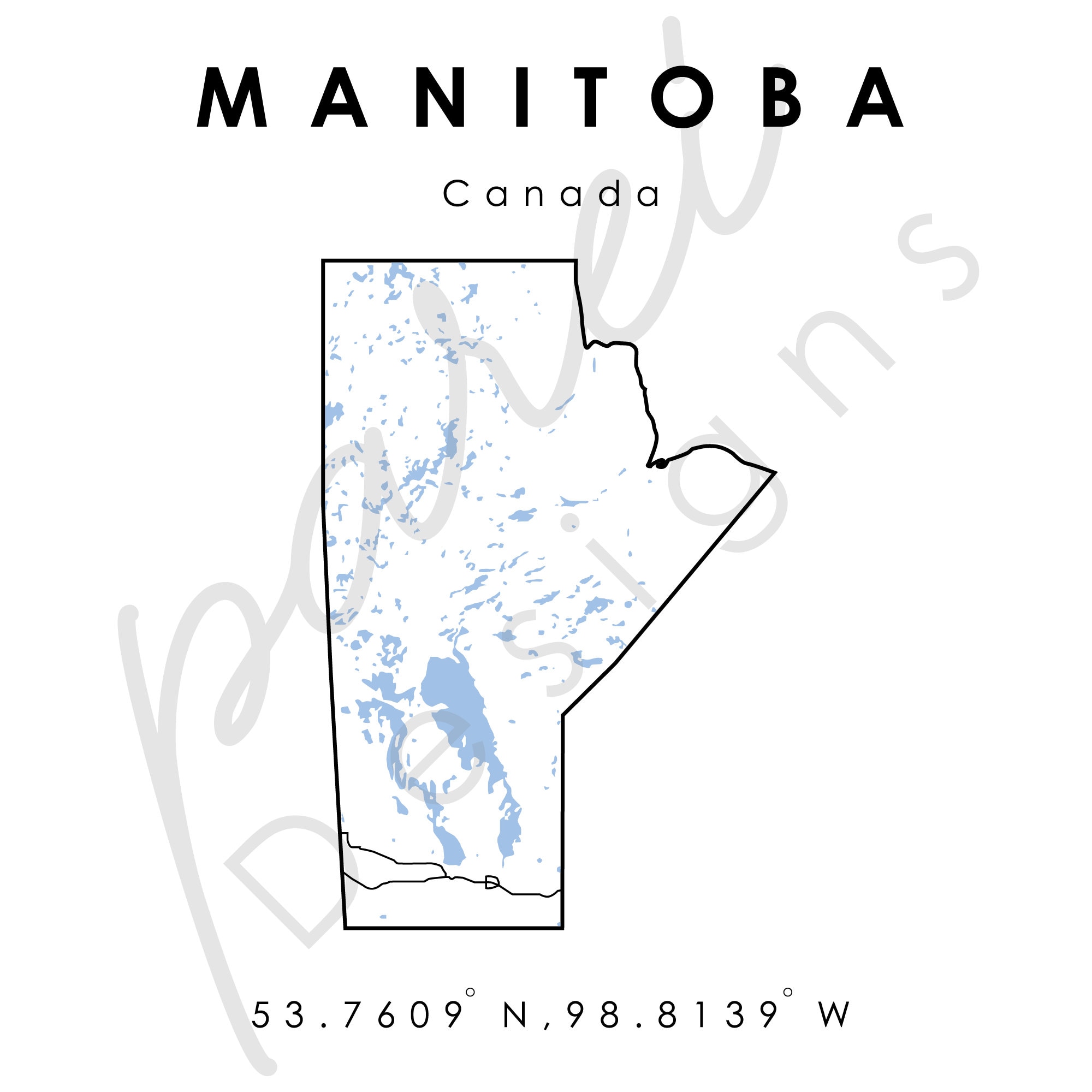Manitoba Map Manitoba Digital Map Minimalistic Digital Map Printable ...