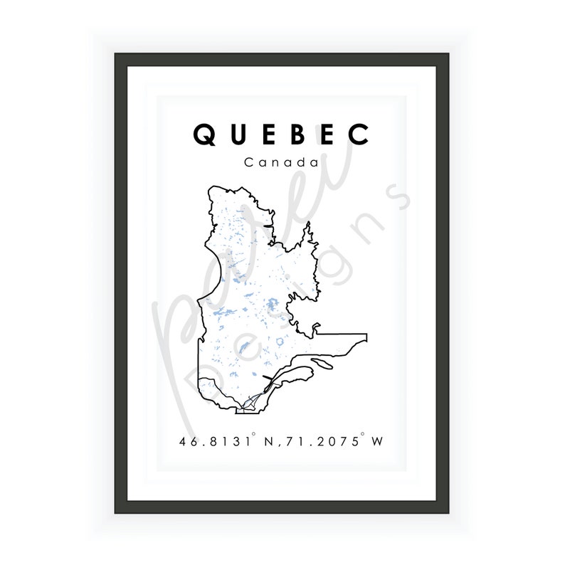 Quebec Map | Quebec Digital Map | Minimalistic Digital Map | Printable ...