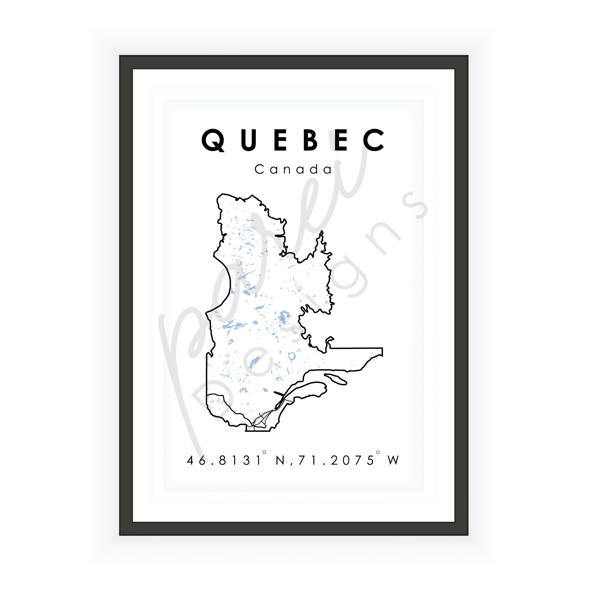 Quebec Map Quebec Digital Map Minimalistic Digital Map Printable Map ...