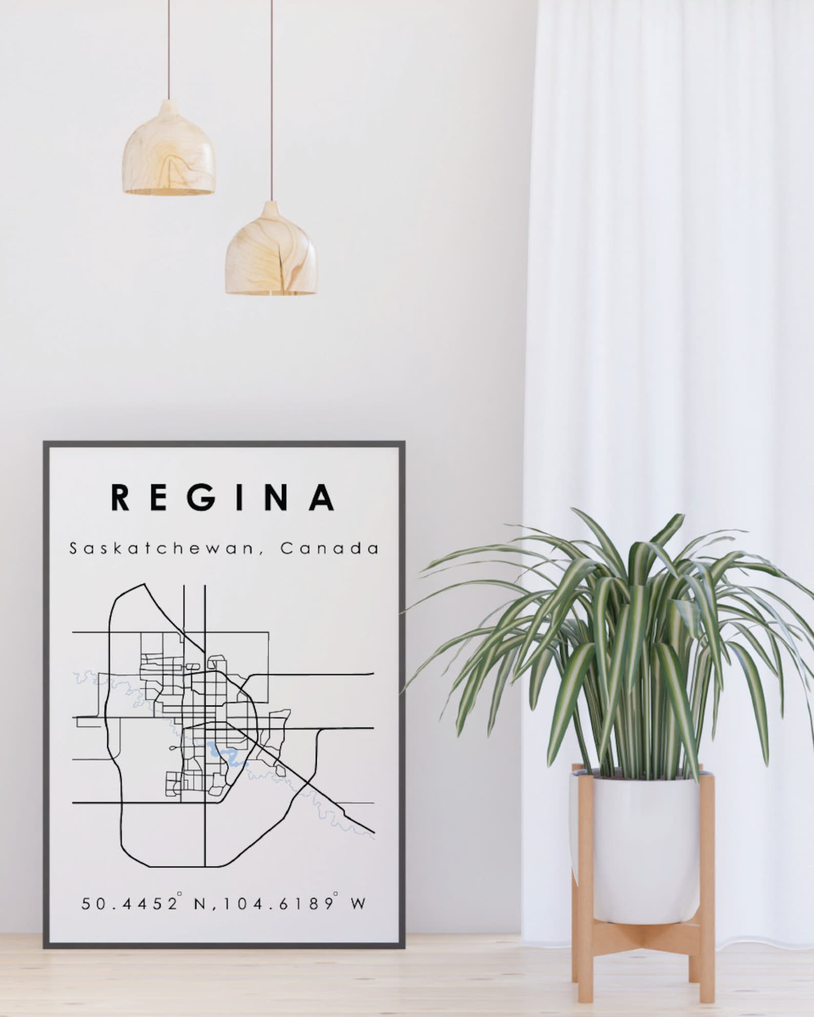 Regina SK Map | Regina Saskatchewan Digital Map | Minimalistic Digital ...