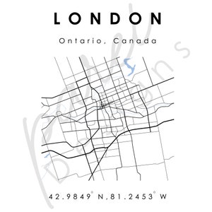 London ON Map | London Ontario Digital Map | Minimalistic Digital Map ...