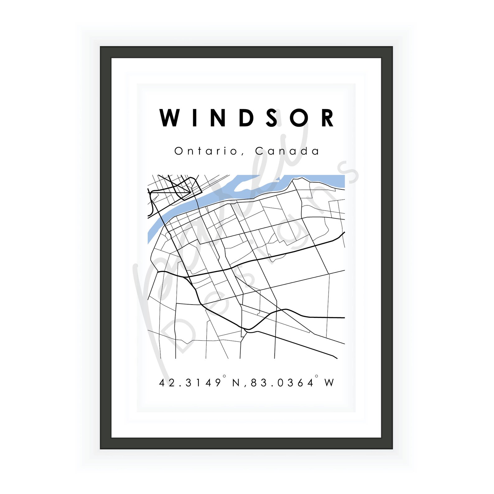 Windsor Ontario Map Art | Minimalist City Map Print (digital Download ...