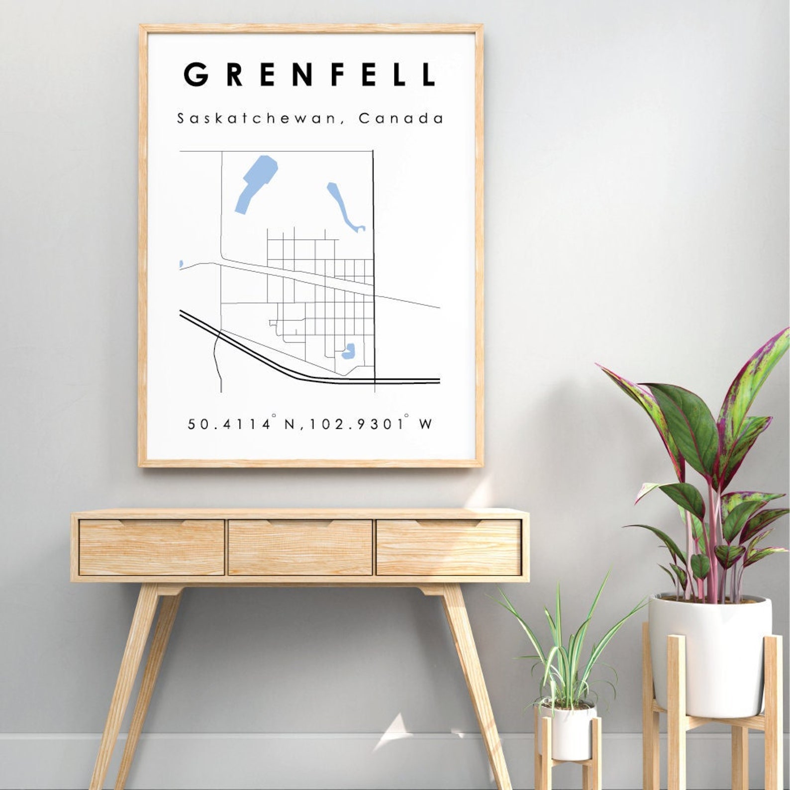Grenfell Saskatchewan Map Print | Minimalist City Art (digital Download ...