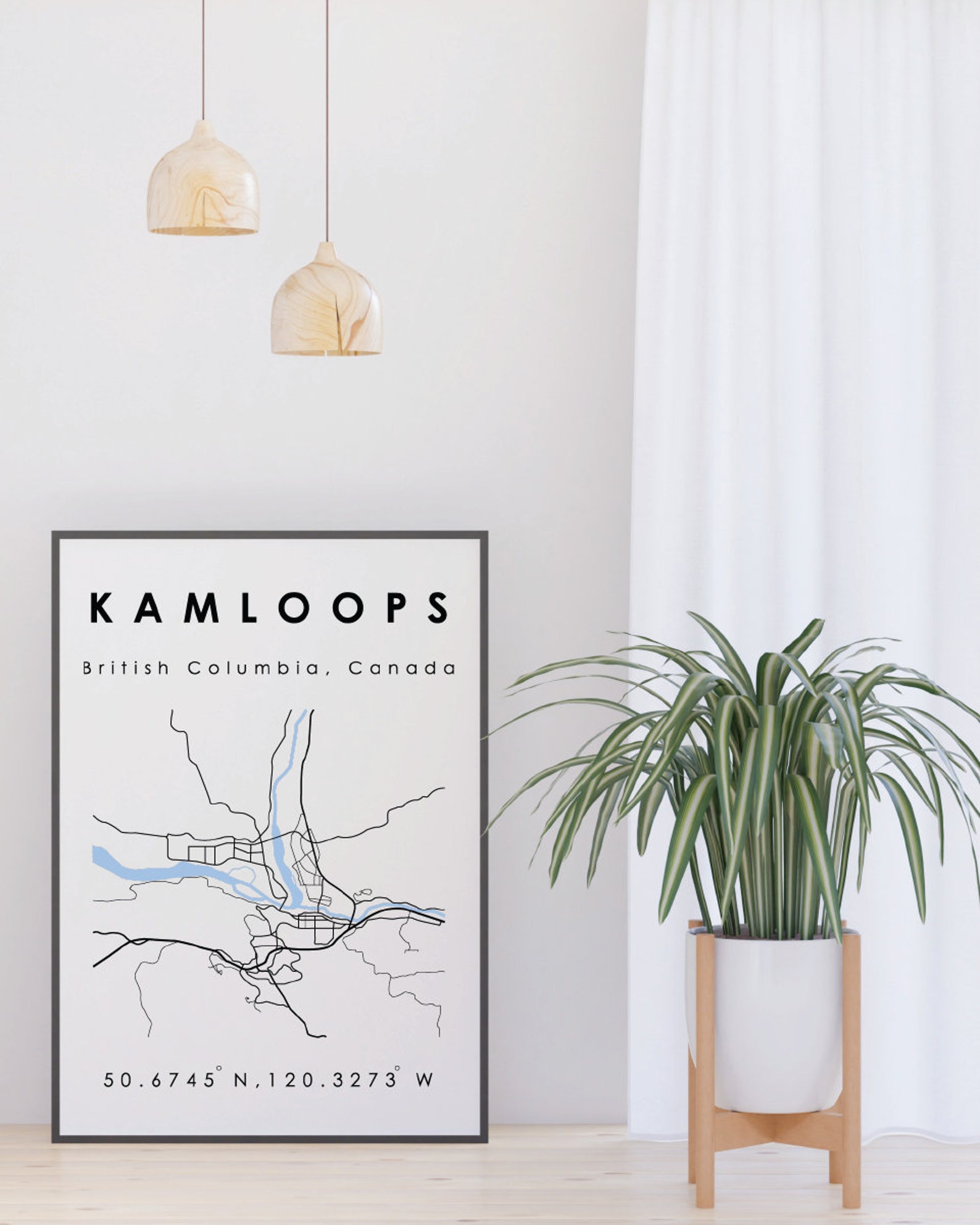 Kamloops BC Map | Kamloops British Columbia Digital Map | Minimalistic ...