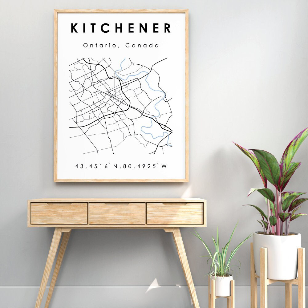 Kitchener Ontario Map Art | Minimalist City Print (digital Download) - Etsy