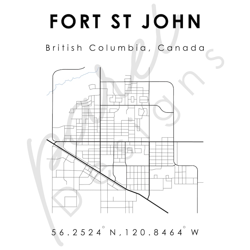 Fort St John BC Map | Fort St John British Columbia Digital Map ...