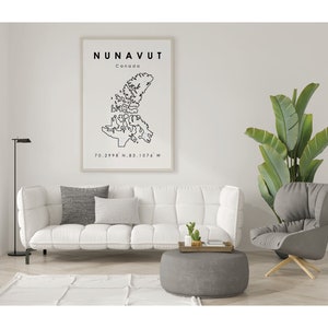 Minimalist Nunavut Map Art | Canada Territory Print (digital Download ...