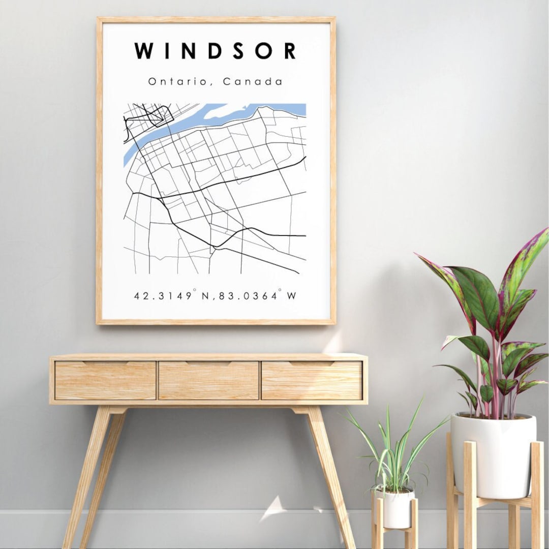 Windsor Ontario Map Art | Minimalist City Map Print (digital Download ...