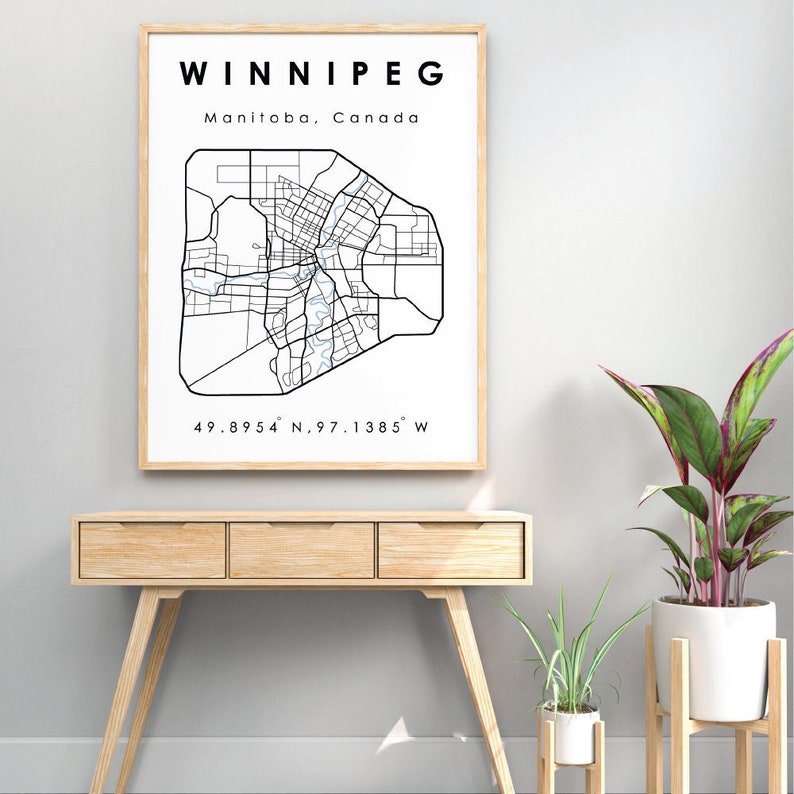 Winnipeg MB Map | Winnipeg Manitoba Digital Map | Minimalistic Digital ...