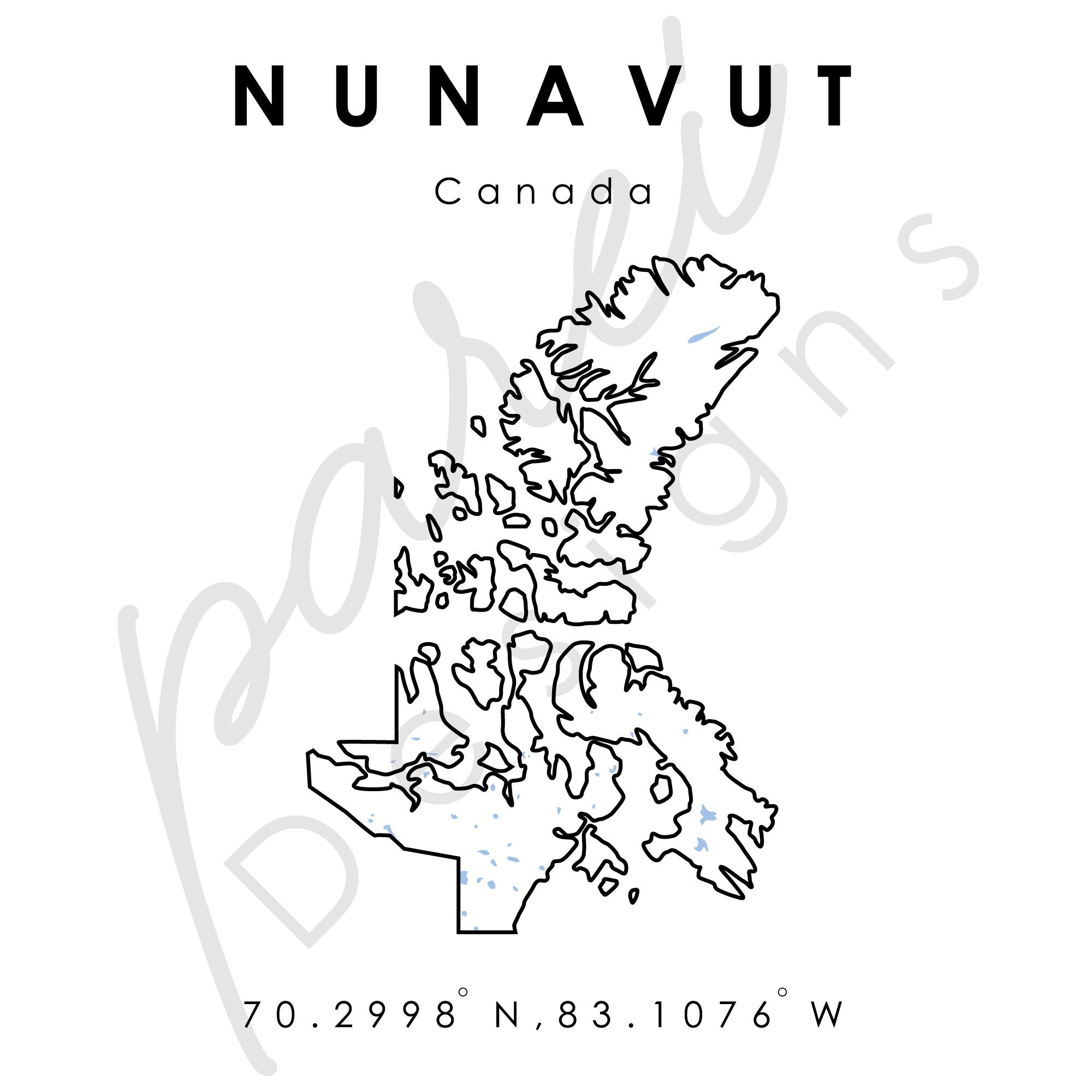 Nunavut Map | Nunavut Digital Map | Minimalistic Digital Map ...
