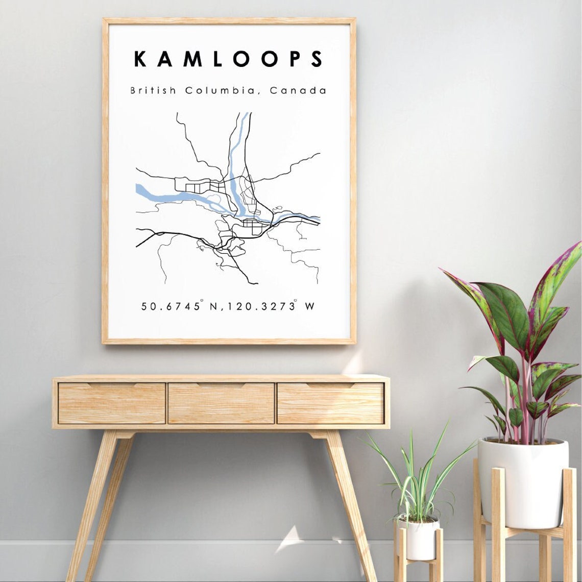 Kamloops BC Map | Kamloops British Columbia Digital Map | Minimalistic ...