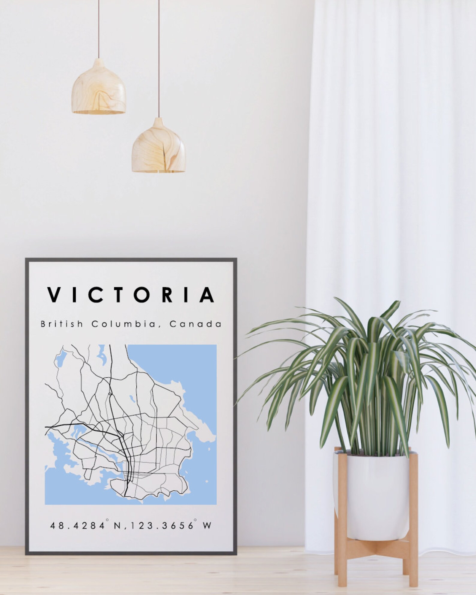 Victoria BC Map | Victoria British Columbia Digital Map | Minimalistic ...
