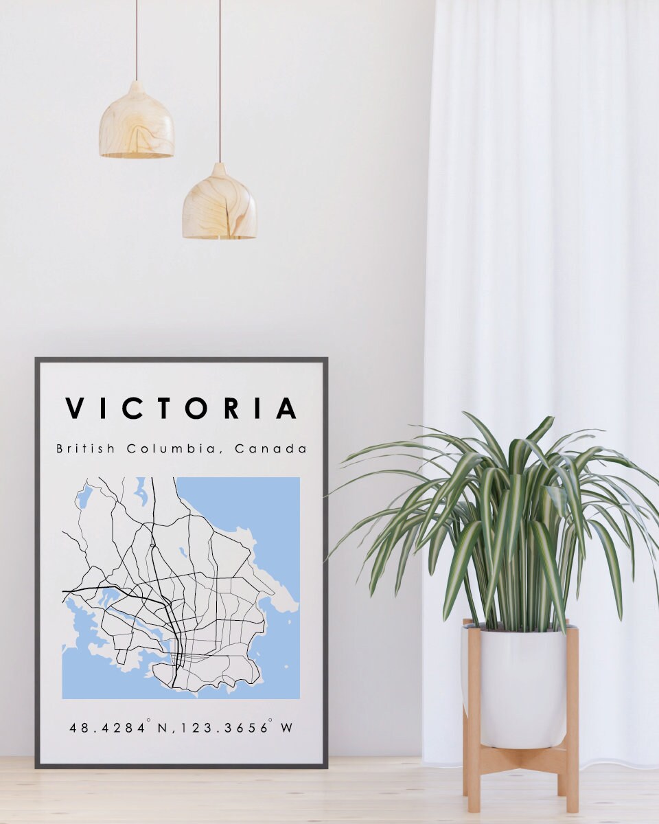 Victoria BC Map | Victoria British Columbia Digital Map | Minimalistic ...