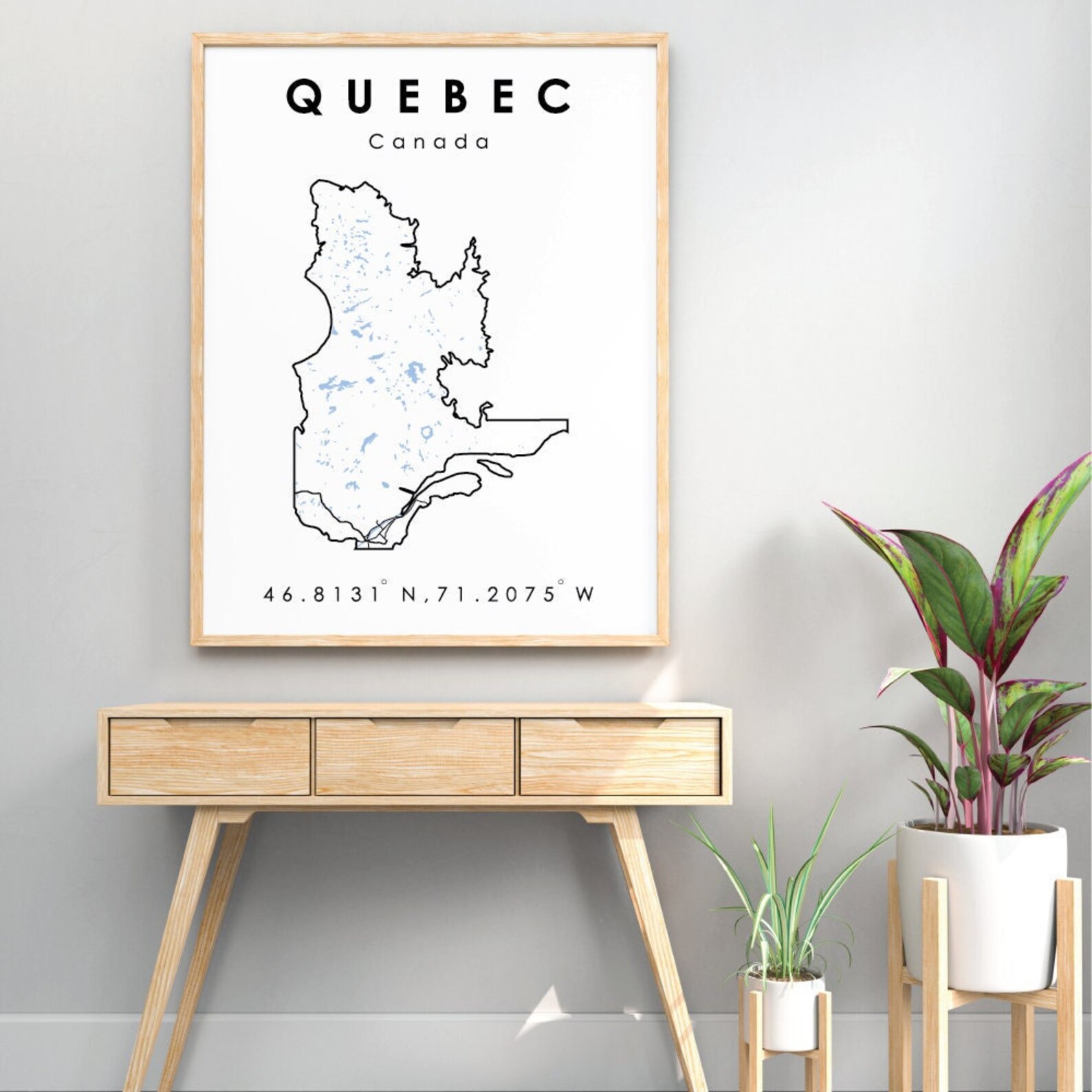 Quebec Map | Quebec Digital Map | Minimalistic Digital Map | Printable ...