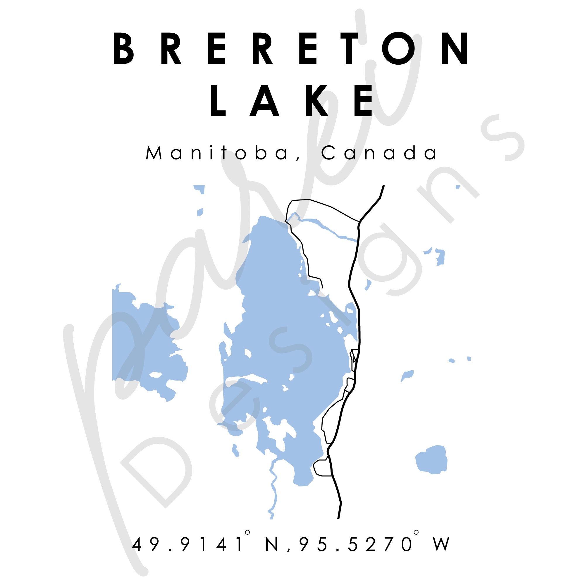 Brereton Lake Map | Brereton Lake Digital Map | Minimalistic Digital ...