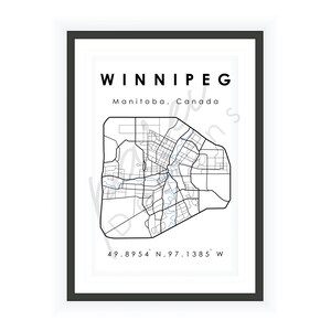 Winnipeg MB Map | Winnipeg Manitoba Digital Map | Minimalistic Digital ...