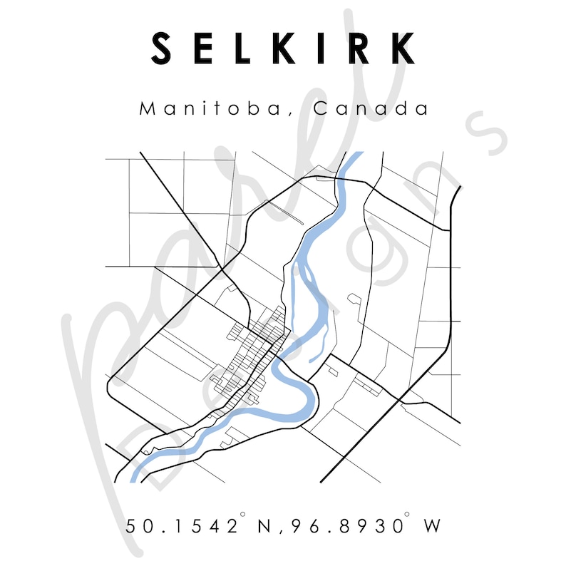 Selkirk MB Map | Selkirk Manitoba Digital Map | Minimalistic Digital ...