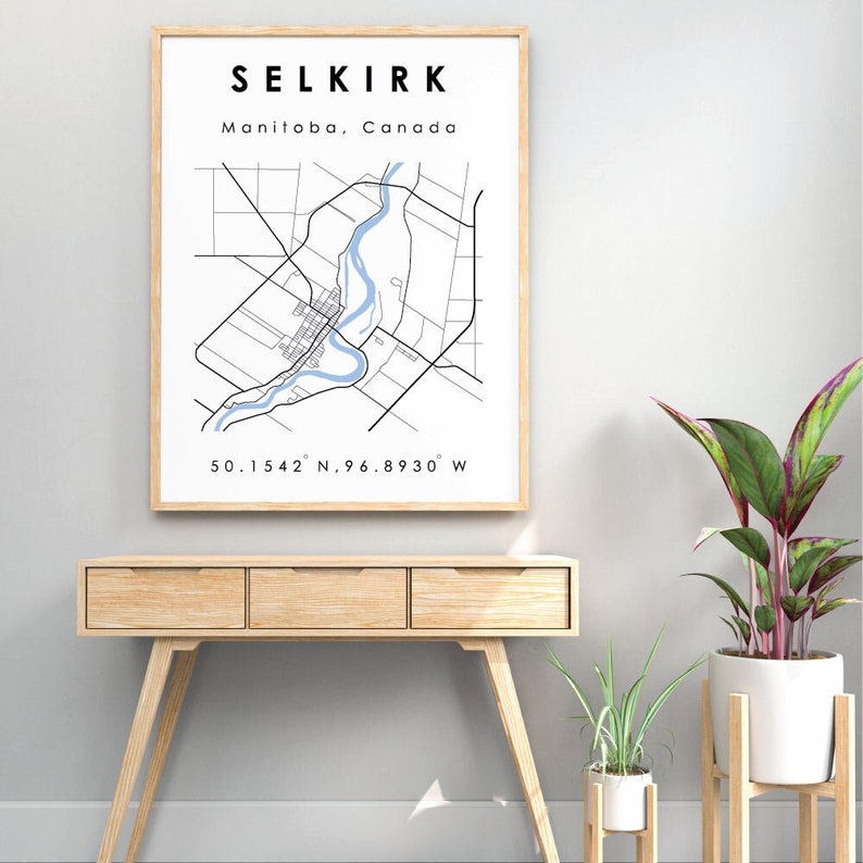 Selkirk MB Map | Selkirk Manitoba Digital Map | Minimalistic Digital ...