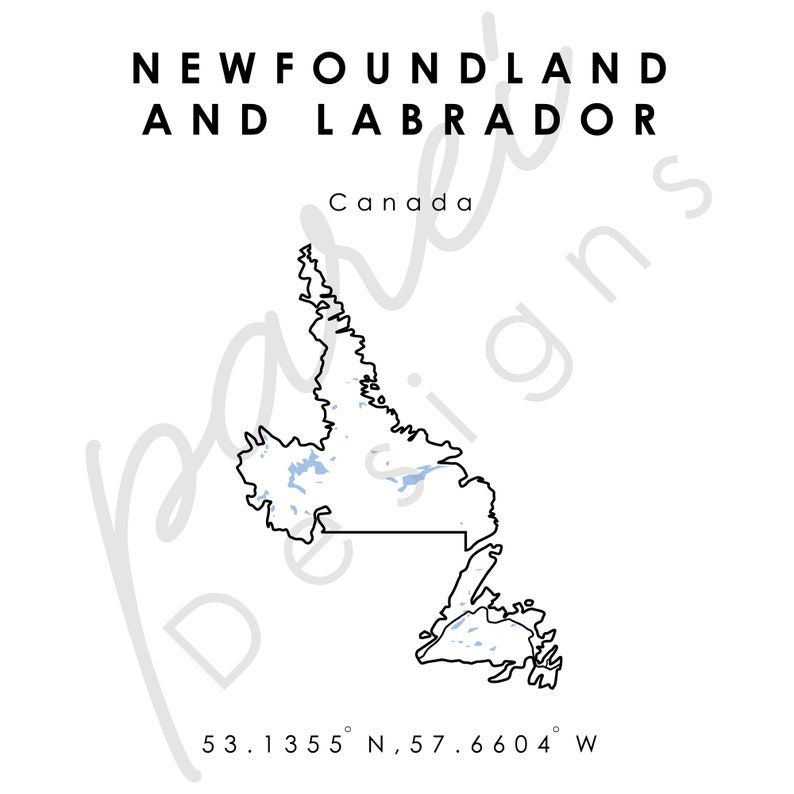 Newfoundland and Labrador Map Art | Minimalist Print (digital Download ...