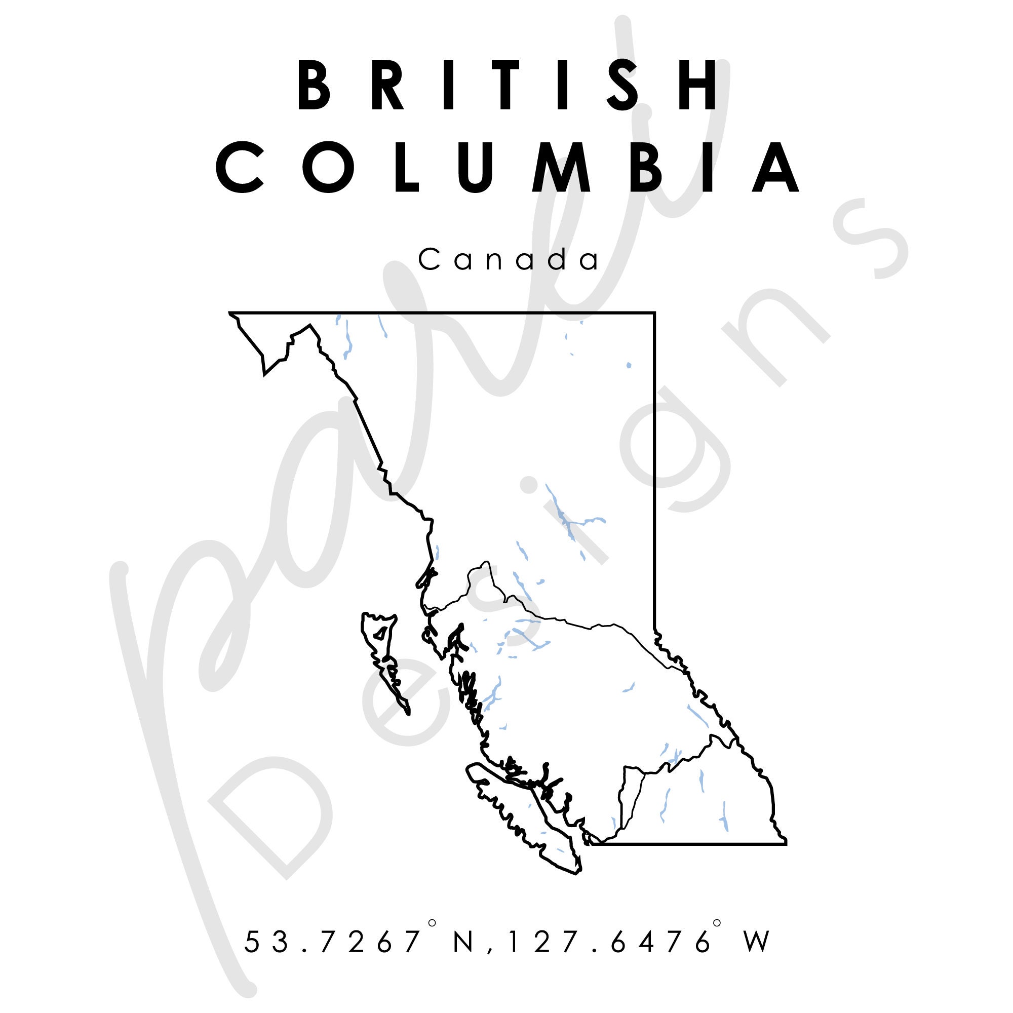 British Columbia Map | British Columbia Digital Map | Minimalistic ...
