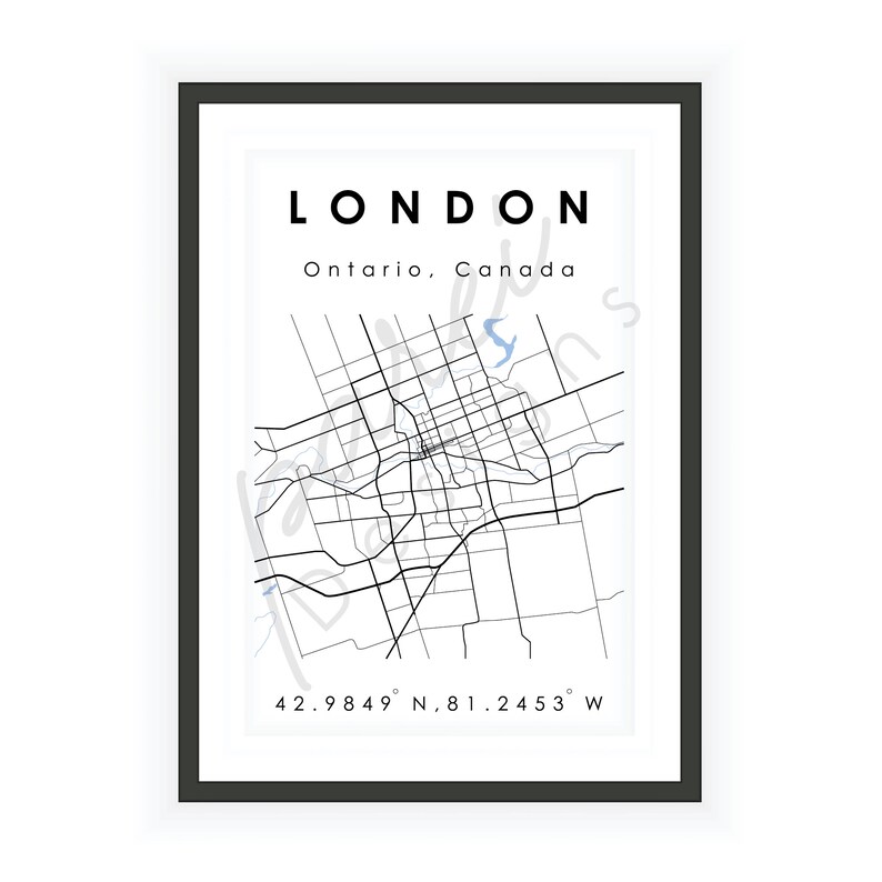 London ON Map | London Ontario Digital Map | Minimalistic Digital Map ...