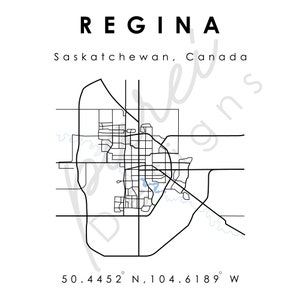 Regina SK Map | Regina Saskatchewan Digital Map | Minimalistic Digital ...