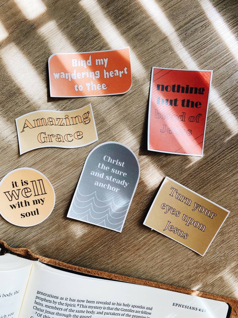 Christian Hymns Set of 6 - Waterproof Sticker (decal) for Your Laptop ...