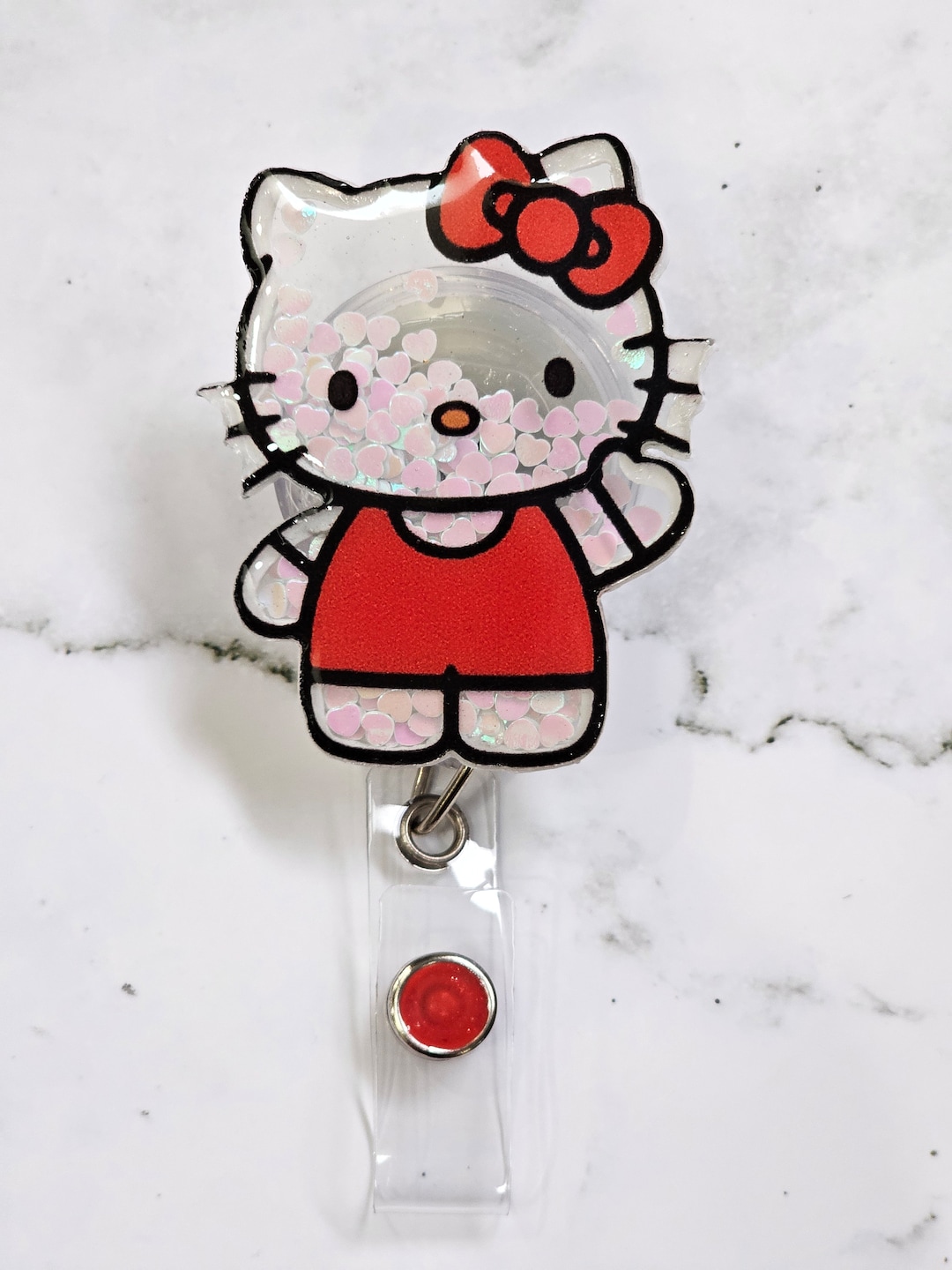 Hello Kitty Shaker Badge Reel: Acrylic Swivel Alligator Clip - Etsy