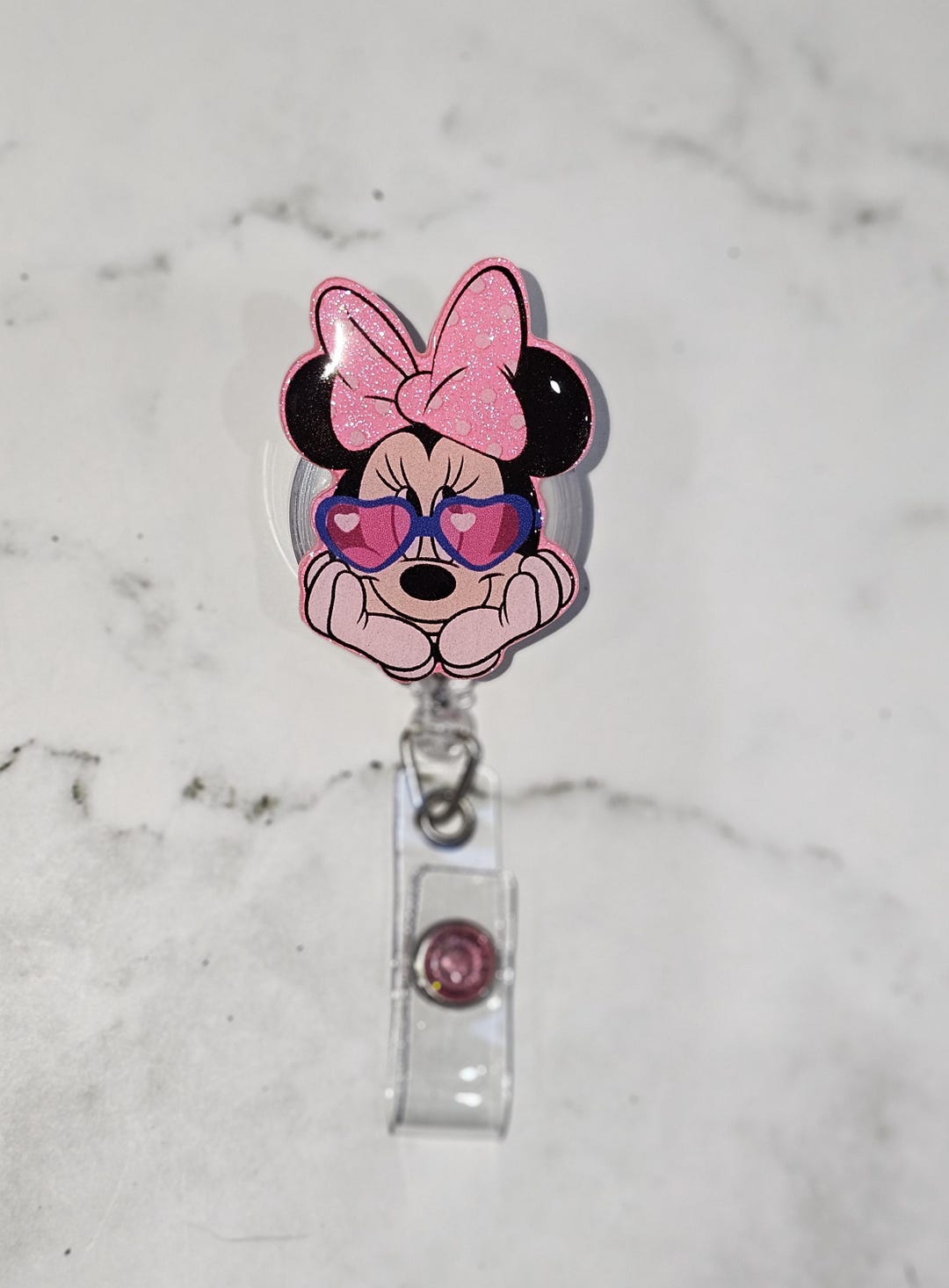 Minnie Mouse Badge Reel: Acrylic Swivel Alligator Clip - Etsy