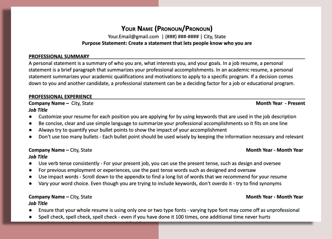 Land the Job! Big Tech Resume Template 2024, Professional Modern Resume ...