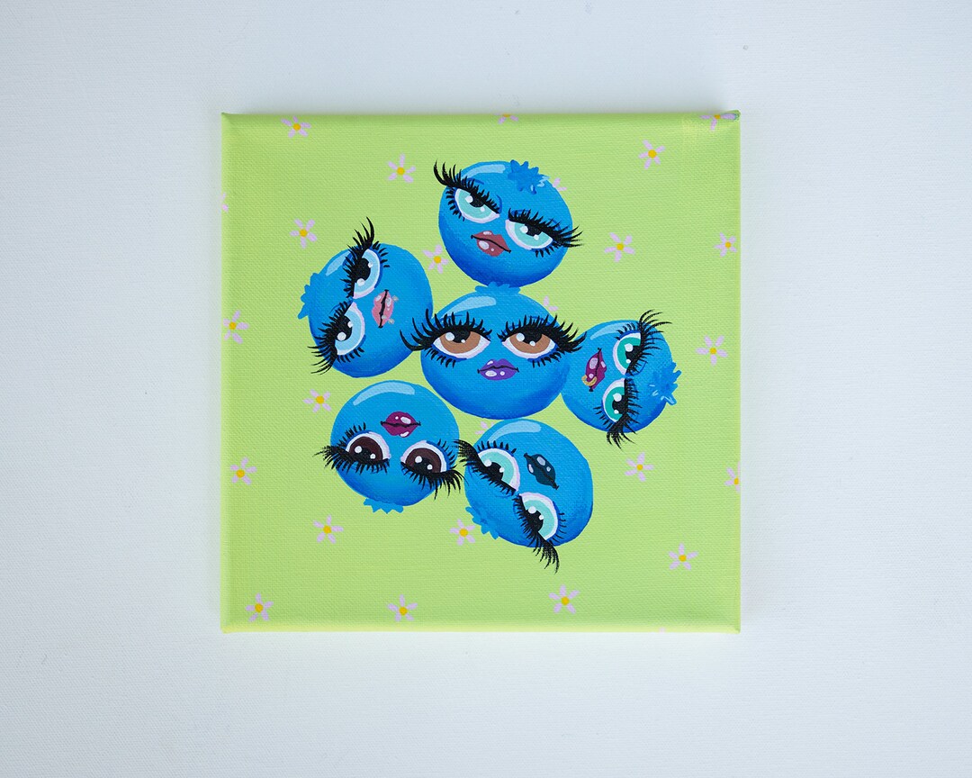 Blueberry Babes | Acrylic Painting on 8x8 Stretched Canvas - Etsy