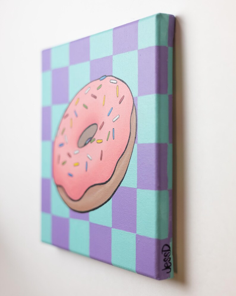 Mmm Donut | 8x8 Original Acrylic Painting on Stretched Canvas - Etsy