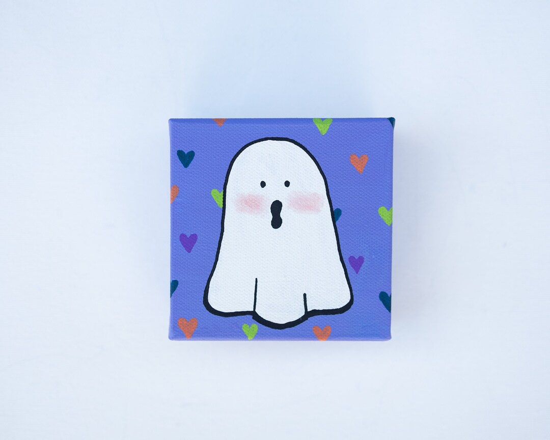 Embarrassed Ghost | Acrylic Painting on 4x4 Stretched Canvas - Etsy