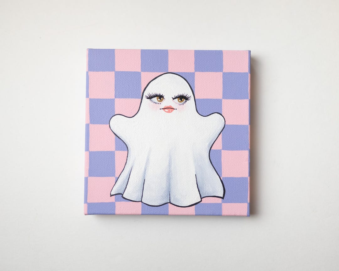 Cassandra Sheet Ghost | Acrylic Painting on 6x6 Stretched Canvas - Etsy