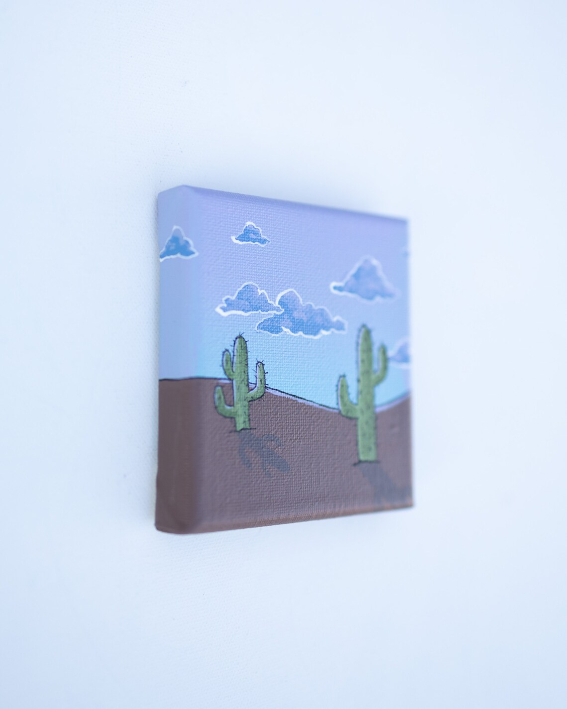 Just Prickly | 4x4 Mini Canvas Painting of Cacti - Etsy