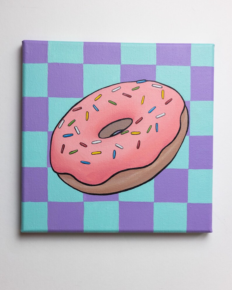 Mmm Donut | 8x8 Original Acrylic Painting on Stretched Canvas - Etsy