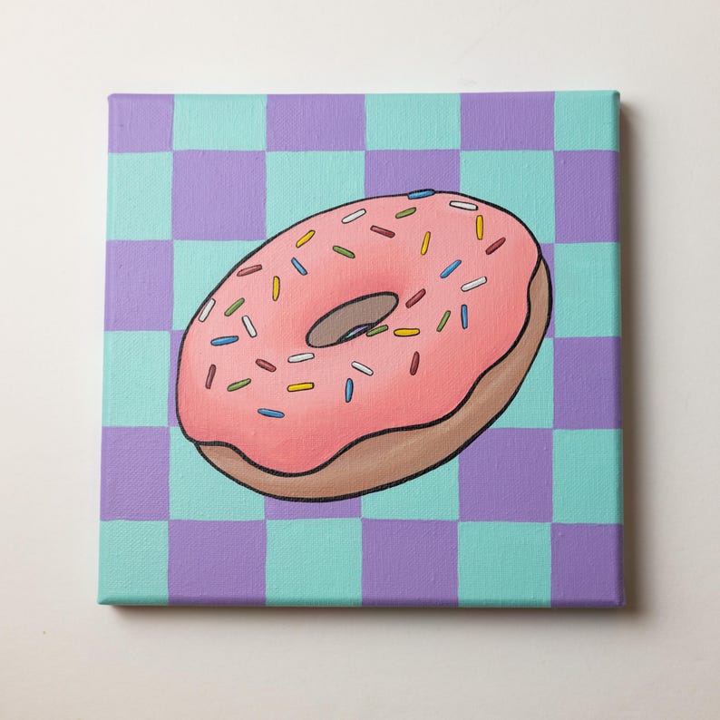 Mmm Donut | 8x8 Original Acrylic Painting on Stretched Canvas - Etsy