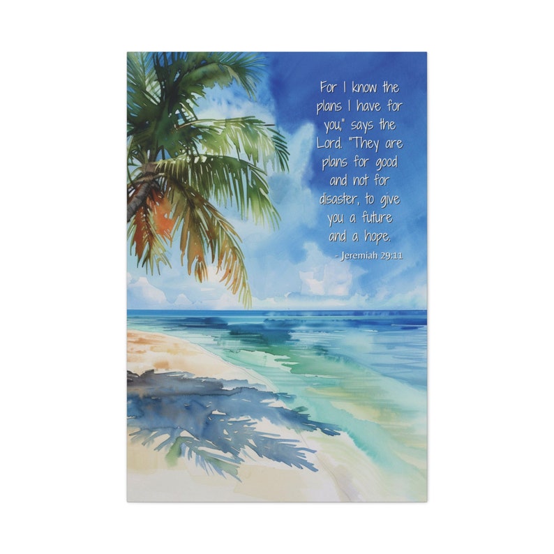 Tropical Beach Scene Canvas Print Jeremiah 29:11 Scripture Art ...