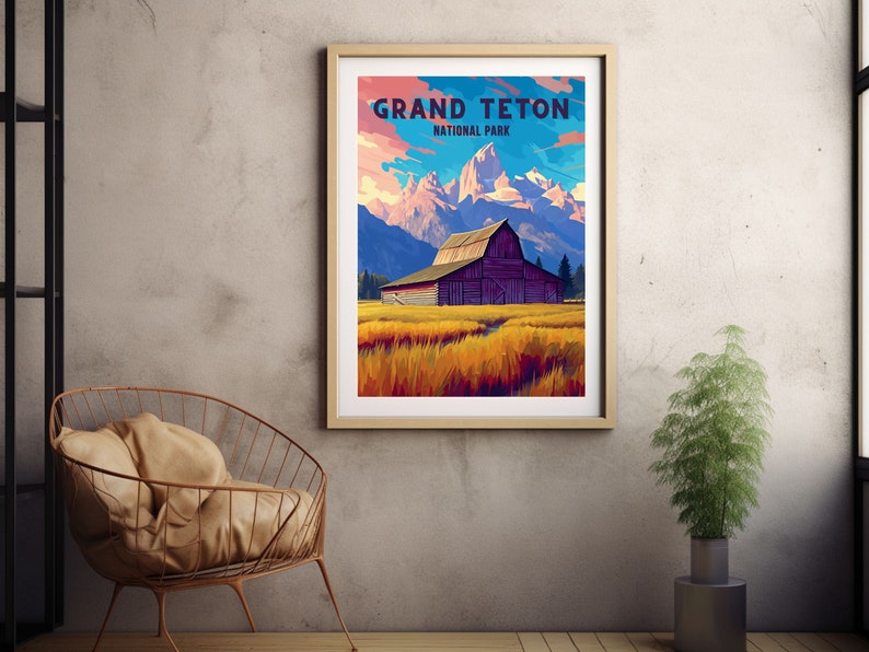 Retro Grand Teton National Park Poster Museum-grade Matte - Etsy