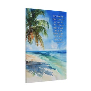 Tropical Beach Scene Canvas Print - Jeremiah 29:11 Scripture Art ...