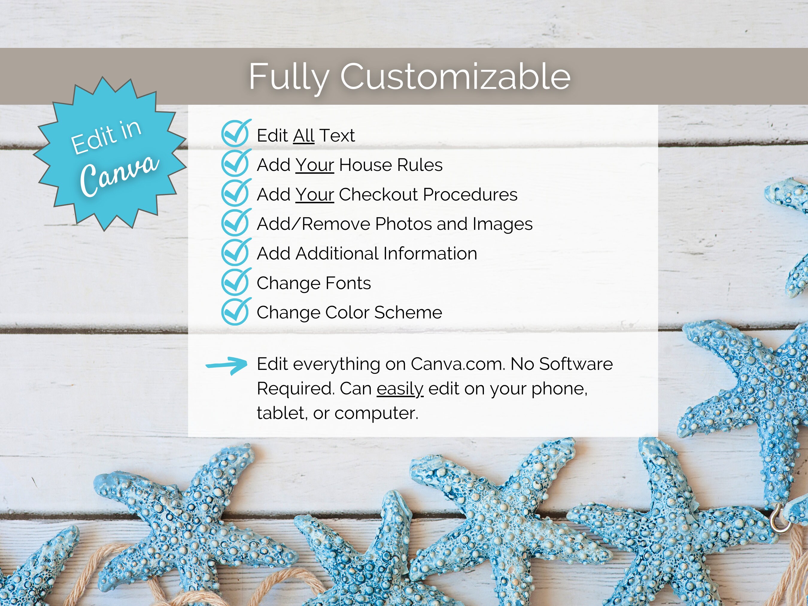 Vacation Rental Signs PRINTABLE BUNDLE Blue Beach House Theme - Etsy